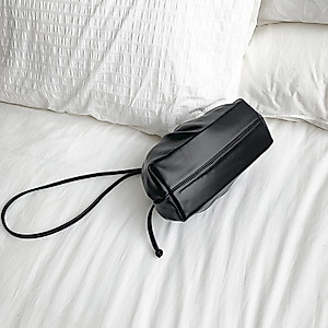 UULMBUJ Women Small Dumpling Pouch Handbag Cloud Purse Soft Clutch Shoulder Crossbody Bag, Black