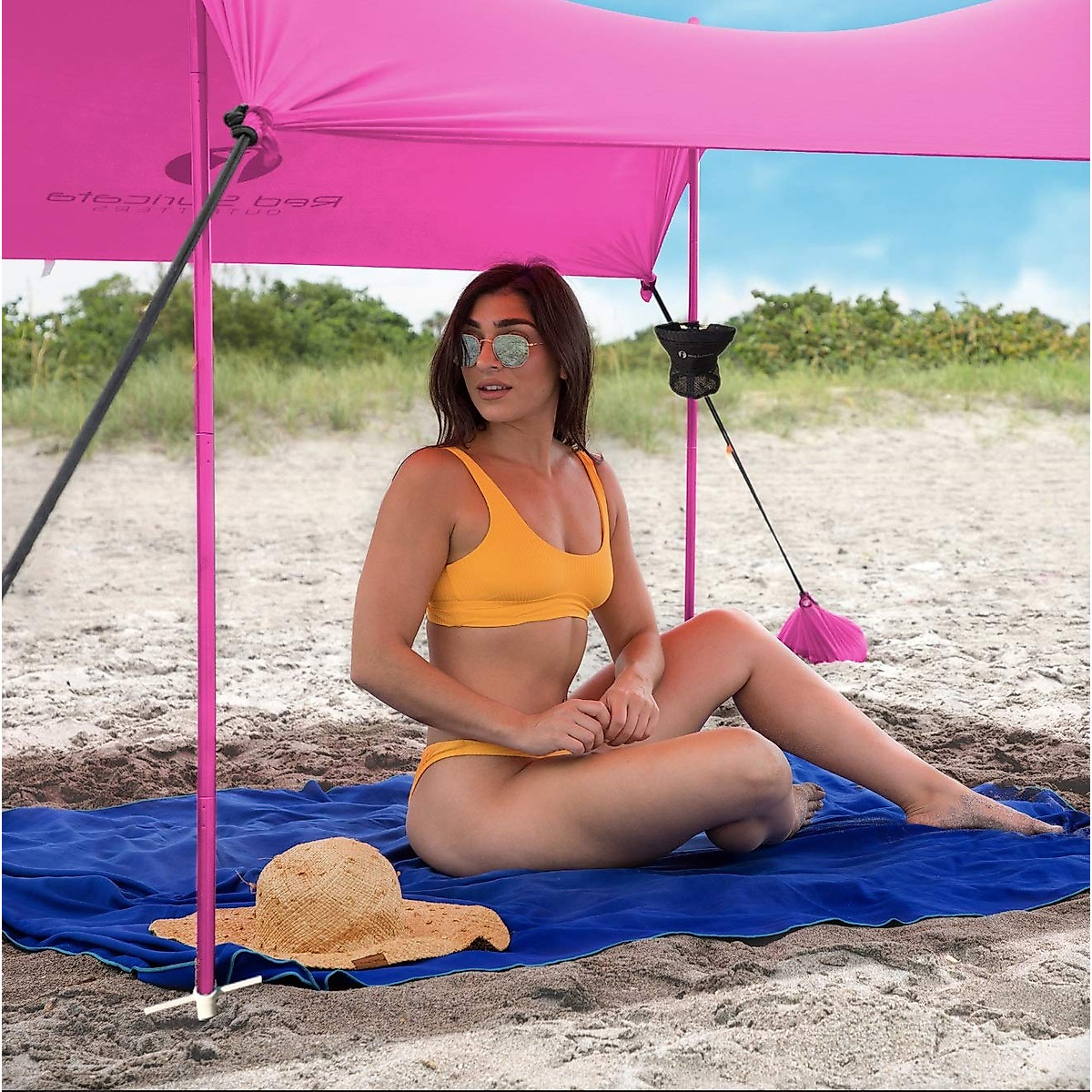 Red Suricata Cup Holder for Drinks – Accessory for Sun Shade Canopy Tent – Attaches to Tent Pole – Holds one Beverage (Cup, Bottle or Can)