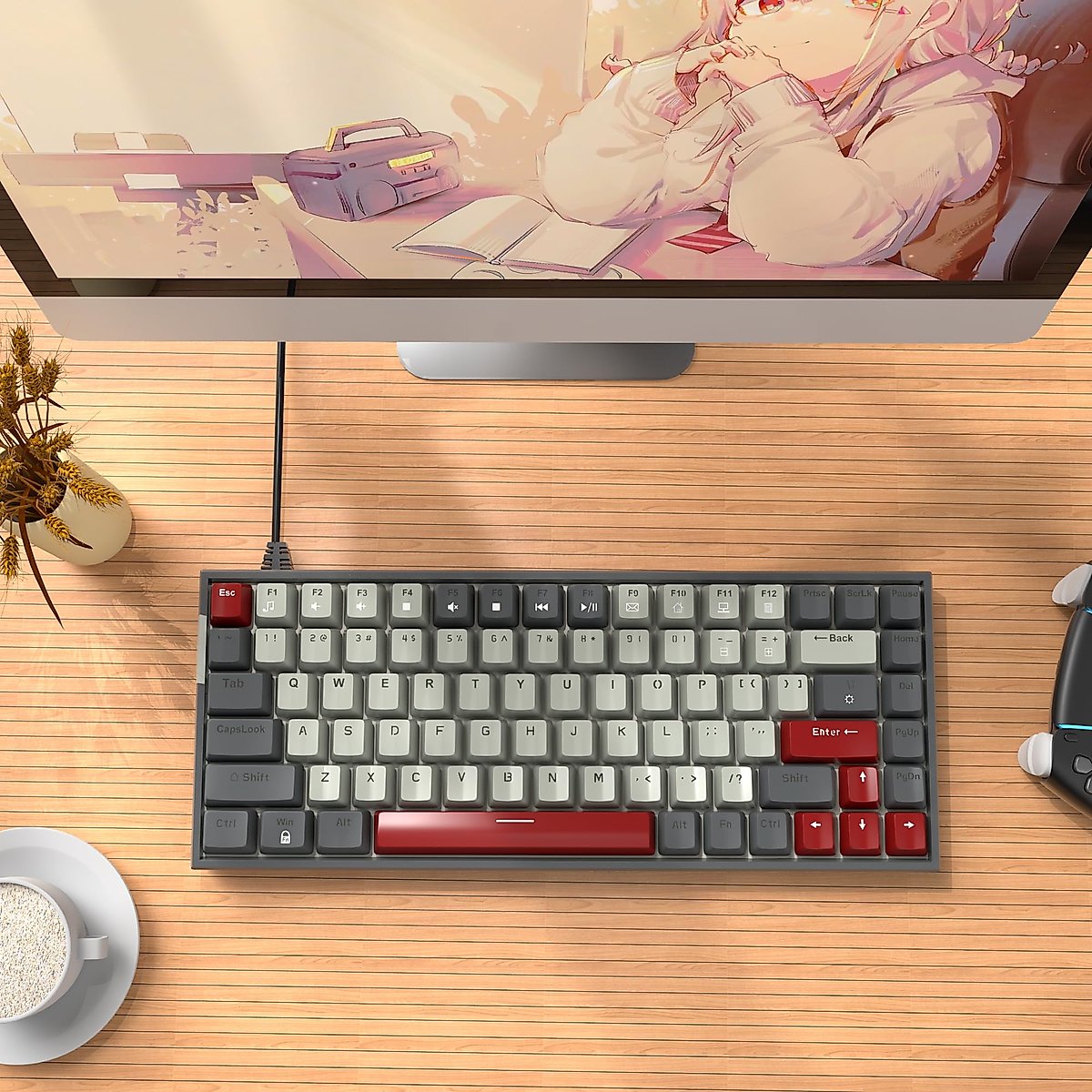 MageGee 75% Mechanical Keyboard,Wired Gaming Keyboard with Red Switches and Ice Blue Backlit Small Compact 75 Percent Keyboard Mechanical, Portable Gaming Keyboard Gamer for PC, MAC(Black Grey)