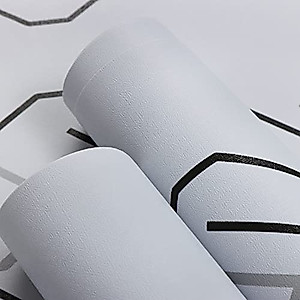 Micpolo Stripe Peel and Stick Wallpaper Black and Grey Contact Paper Geometric Self-Adhesive Wallpaper Modern Removable Vinyl Decor 17.7"X78"