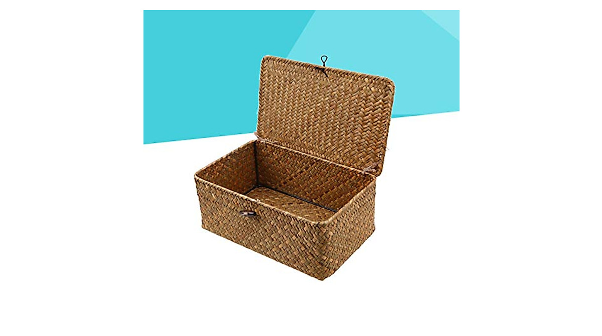IMIKEYA Seaweed Storage Basket with Lid - Stylish Organizer