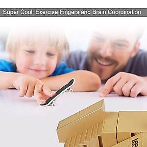 ideallife Skate Park Kit, Bigger Skate Park Kit Ramp Parts for Finger Skateboard Fingerboard Ramp Skate Park Kit Part Training Props with 3 Finger Decks 2 Finger Bike A Pair Skates Scooters