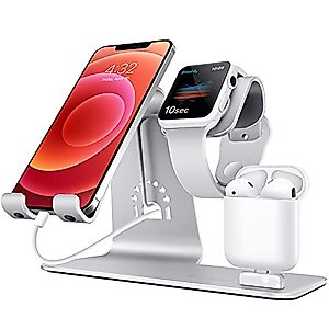 Bestand 3 in 1 Stand Holder for iPhone Mobile Phone iWatch Apple Watch and Charging Stand Station for Airpods Only (Patented, Airpods Charging Case Not Included)