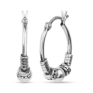 LeCalla Sterling Silver Jewelry Hollow Hoop Balinese Earrings for Women