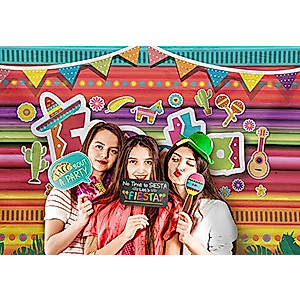 Fiesta Theme Photography Backdrop & Studio Props Kit, Cinco De Mayo Party Decorations, Mexican Photo Booth Background for Pictures, Summer Pool Mexicana Birthday Party Supplies