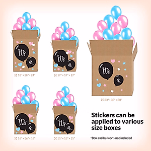 Gender Reveal Box Sticker Kit - Decorate Your Own Balloon Box - ONLY Stickers - No Box - Use with Gender Reveal Balloon - Great for Baby Shower Party or as Decorations