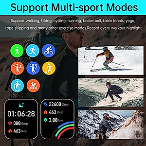 Smart Watch for Men (Receive & Dial), 1.85" Full Screen Fitness Tracker for Android & IOS Phones with Call Blood Pressure Heart Rate Sleep Step Monitor, IP67 Waterproof, Outdoor Sports Smart Watch