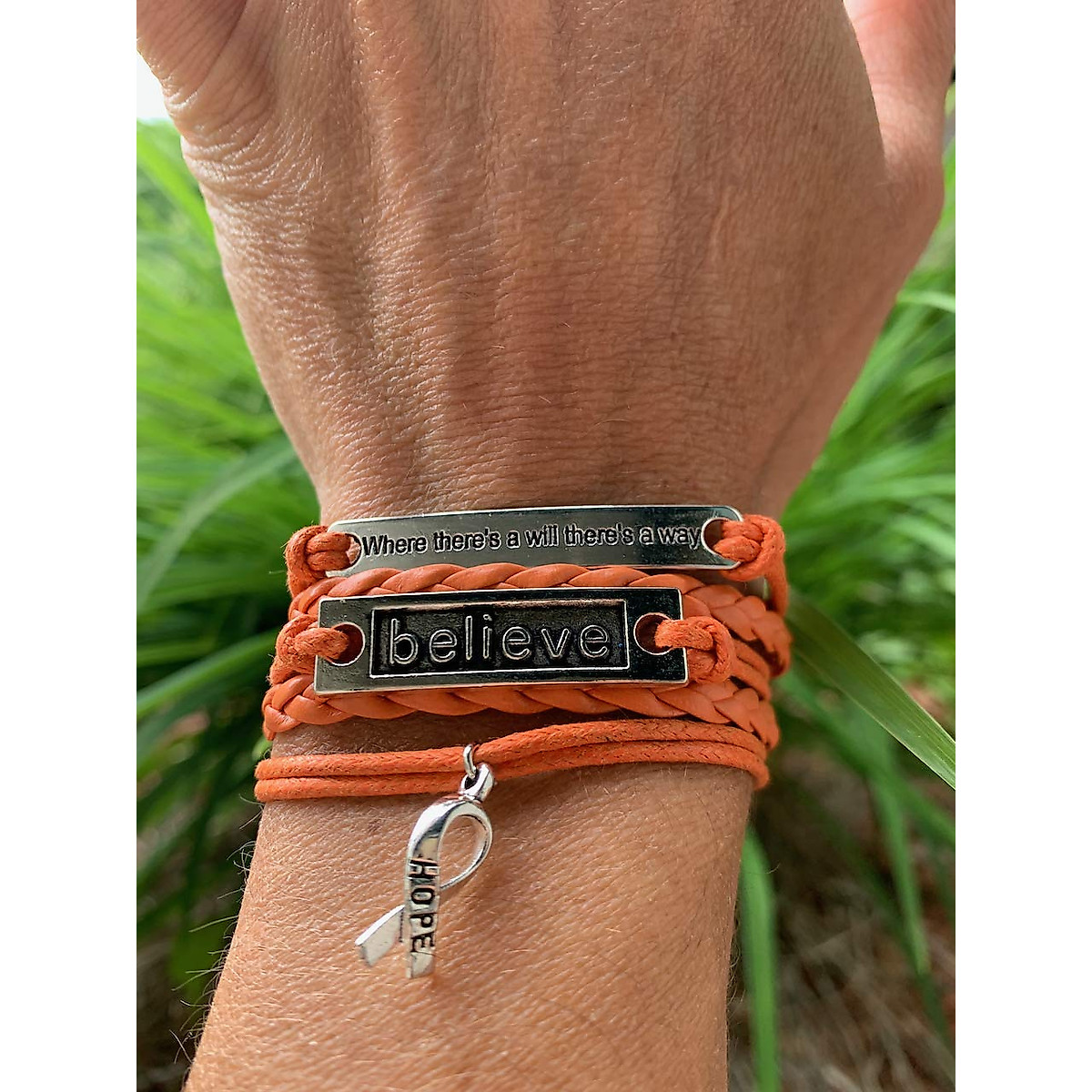 Infinity Collection Orange Ribbon Bracelet, Where There is a Will There is a Way Leukemia Awareness, MS Awareness, Self Injury, Kidney Cancer, ADHD, Malnutrition Awareness, Awareness Jewelry