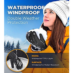 UMEWARM -10℉ Winter Gloves for Cold Weather Made with 3M Insulation, 5-Layer Fabric Snow Ski Gloves Women Men, Windproof & Waterproof Gloves for Men, 10 Touchscreen Fingers Thermal Gloves
