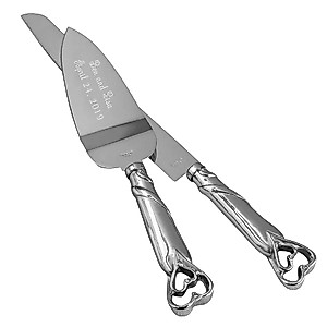 Gifts Infinity® Personalized Wedding Interlock Silver Cake Knife and Server Set Free Engraving (2541) - Valentine's Day Gift
