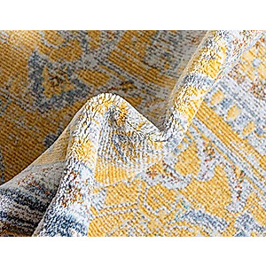 Unique Loom Baracoa Collection Area Rug - Prado (5' 5" x 8' Rectangle, Yellow/ Ivory)