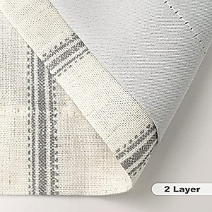 DriftAway Farmhouse Linen Blend Blackout Curtains 84 Inches Long for Bedroom Vertical Striped Printed Linen Curtains Thermal Insulated Grommet Lined Treatments for Living Room 2 Panels W52 x L84 Grey