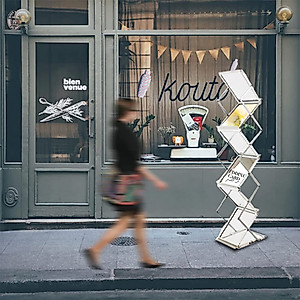 Displayfactory Magazine Rack,Catalog Literature Rack, 6 Pockets,Pop up Aluminum Brochure Display Stand Foldable with Carrying Bag for Office,Store, Exhibition & Trade Show