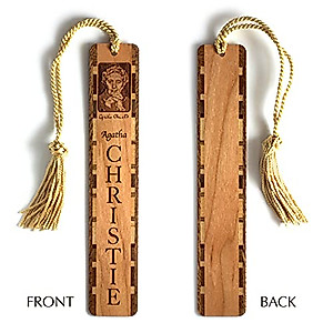 Agatha Christie Author with Signature Engraved Wooden Bookmark - Also Available with Personalization - Made in USA