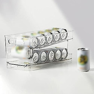 Rolling Can Organizers for Pantry, Soda Can Organizer for Refrigerator,Transparent Can Dispenser for Beer Soda Drink Organizer for Fridge Pantry