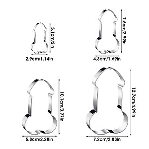 Prasacco 4 Pieces Stainless Steel Cookie Cutter Set, Funny Cookie Cutters, Creative Cookie Cutters, Biscuits Molds Metal Molds DIY Cookie Baking Molds for DIY Snacks, Cocktail Party Supplies