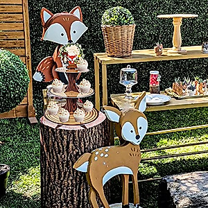 3 Tier Woodland Cupcake Stand, Woodland Baby Shower Decorations Jungle Animal Cupcake Tower for Wild One Boys Girls Woodland Forest Birthday Party Decor Supplies