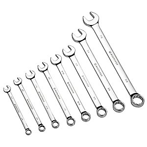 MAXPOWER 8PCS SAE Combination Wrench Set, Professional Open and Box End Spanners with Mirror Finish, Made with Forged and Heat-Treated Cr-V Steel, 12-Point Design, Size Includes 5/16in - 7/8in