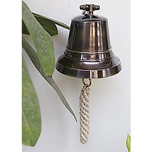 5" Solid Brass Bell Quality Marine Wall Mounted Ship Bronze Finished Hanging Bell Perfect for Dinner, Indoor, Outdoor, School, Bar, Reception, Last Order & Church by The Metal Magician