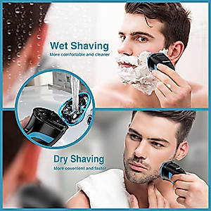 ROAMAN Men Electric Razor, Mens Electric Shavers Rechargeable Corded and Cordless Electric Razor for Men Wet Dry Waterproof IPX7 Electric Shaver with Pop-up Trimmer