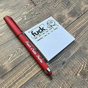 Fresh Outta Fucks Pad and Pen, Snarky Novelty Fresh Outta Fucks Pen Set, Funny Desk Accessory Gifts for Friends Colleagues Boss (Red)