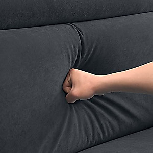 Sofa Couches,87''Modern Couch for Living Room Sofa with Multi-Angle Adjustable Headrest, 3 Seater Comfy Couch Sofa,Spacious and Comfortable Velvet Loveseat (Black)