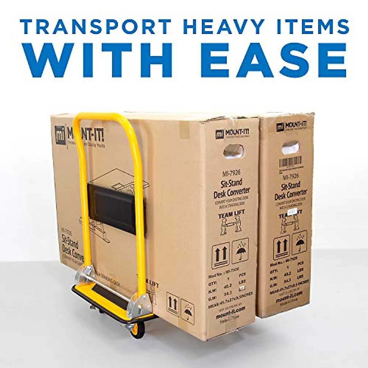 MOUNT-IT! Platform Truck [660lb Weight Capacity] Heavy Duty Foldable Flatbed with Swivel Wheels, Rolling Trolley Cart, Foldable, Flat, Push Cart Dolly (Yellow)