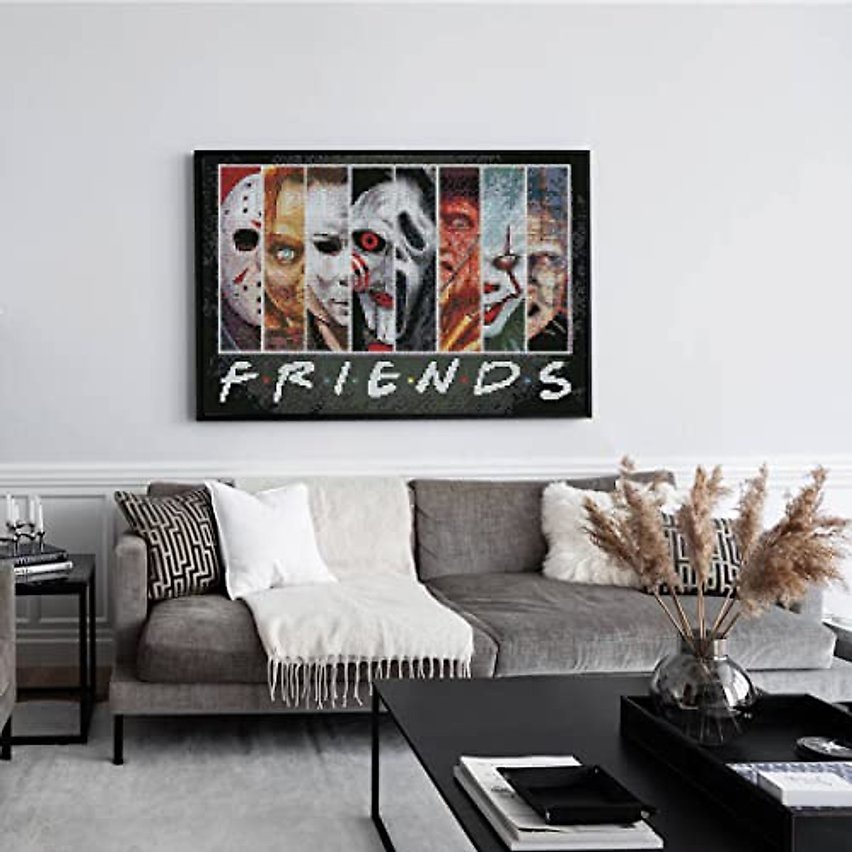 Halloween Cross Stitch Stamped Kits for Adults Beginners-Horror Embroidery Kits Friends Counted Cross Stitch Kits Patterns for Beginners 11 CT Dimensions Embroidery Kits Arts Craft Kits Home Decor