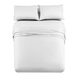 Abripedic Solid 600-Thread-Count, 100-Percent Tencel Lyocell, 5PC Split King Sheets Set for Adjustable Beds, White