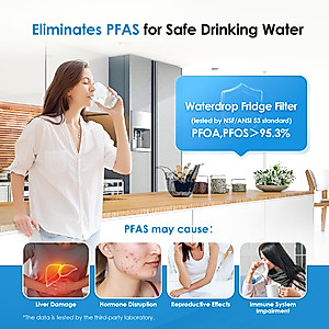 Waterdrop Plus 469690 ADQ36006101 𝐍𝐒𝐅 𝟓𝟑&𝟒𝟎𝟏 Refrigerator Water Filter, 𝐑𝐞𝐝𝐮𝐜𝐞 𝐏𝐅𝐀𝐒, Replacement for LG® LT700P®, Kenmore® 9690, ADQ36006102, WSL-3, FML-3, 2 Pack Package May Vary