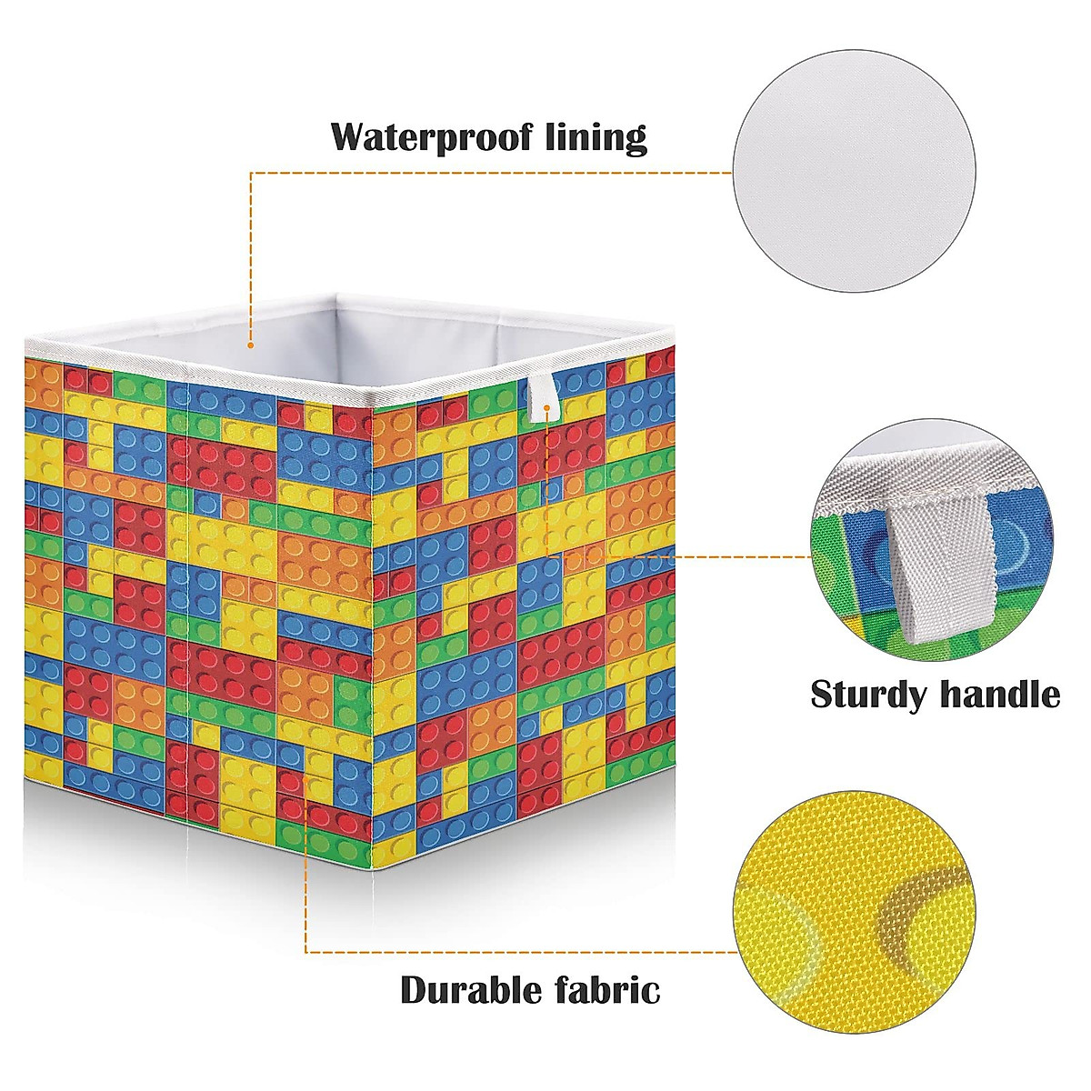 QUGRL Colorful Red Yellow Cube Storage Bins Organizer Blue Orange Clothes Storage Basket Box for Shelves Closet Cabinet Office Dorm Bedroom 11x11 in