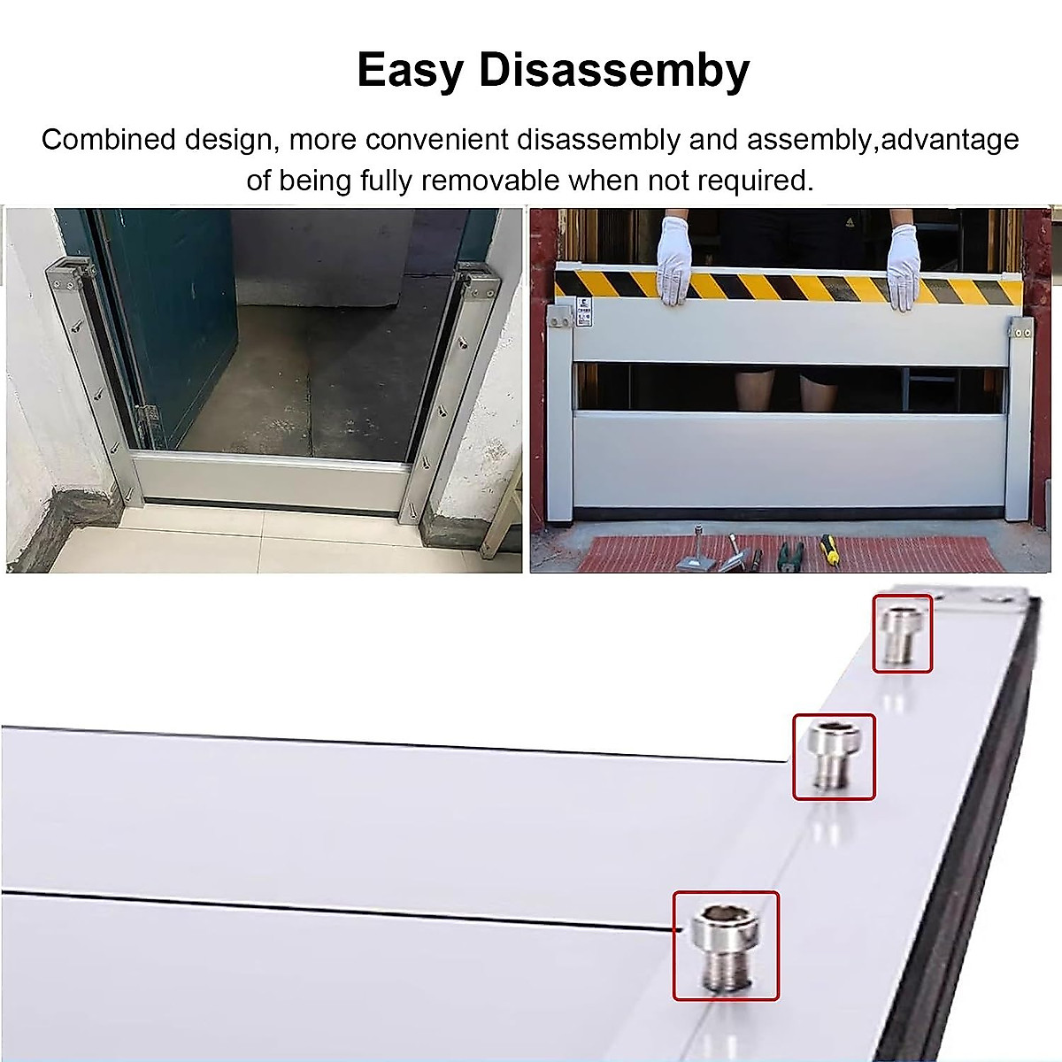 Garage Door Rain Water Barrier, 23.6in Tall Reusable Flood Control Barriers for Outside Home/ Yard / Switch Room / Stairway/ House Door, Aluminum Threshold Seal Water Baffle Dam ( Color : H 23.6in/60c