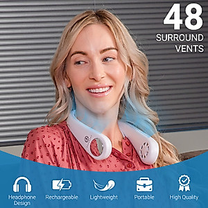 Fern & Pax Bladeless Neck Fan – USB Rechargeable Portable Neck Fan with 3 Airflow Levels – Headphone Design Cooling Fan – Wearable Cooling Device with Flexible Rubber Ductile Arm