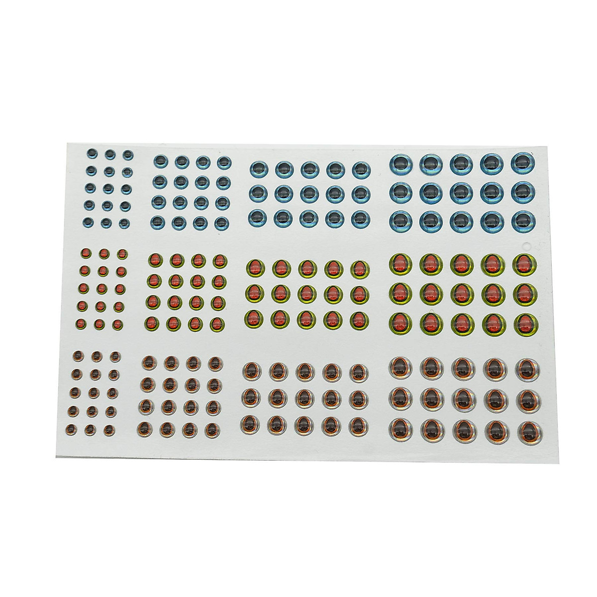 HTHYLURE 732 PCS Fishing Lure 3D Reptile Lure Eye 4 Sets Mixed Colors Lure Eyes Simulation Making Fly Tying Fake Fish Eyes Holographic Fake Eyes 3mm 4mm 5mm 6mm 732pcs