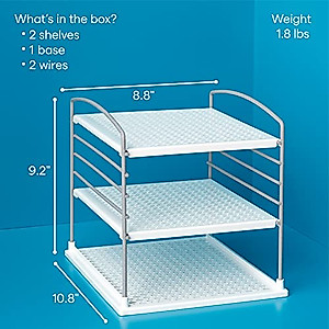YouCopia UpSpace Adjustable Box Organizer for Foil Wrap and Kitchen Cabinet Storage, Original, White