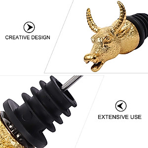 Cabilock Bull Wine Pourer Bull Bottle Stopper and Pourer Animal Head Wine Aerators Liquor Pour Spout Golden for Olive Oil Champagne Beer Wine Dispenser