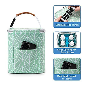 BABEYER Breast Milk Cooler Bag with Ice Pack Fits 4 Baby Bottles Up to 9 Ounce, Baby Bottle Bag for Nursing Mom Daycare-Green