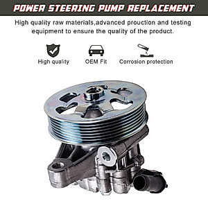 Power Steering Pump Replacement for 2008 2009 2010 2011 2012 Honda Accord with 2.4L Engine OE Replace # 21-5495 Power Steering Pump