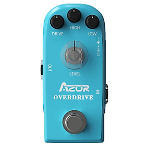 AZOR Pedal Power Adapter with Overdrive Guitar Effect Pedal, Classical Pedal with True Bypass Blue AP-308