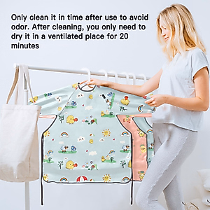 PewinGo Weaning Bib & BLW Attaches and Fully Cover to Baby Highchair, Long Sleeves Bib with Waterproof, Machine Washable & Comfortable,Easy to Clean, Suitable for Baby Infant-Pink