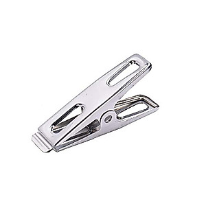Lpdphanxfkx 20 Pcs Stainless Steel Clipped Clothespin, Non-Magnetic Opening Clip, Flat Folder, Windproof Clip, Heart-Shaped Clip, Multipurpose Clip