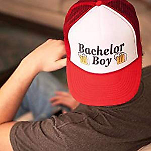 Waldeal Men's Bachelor Boy Party Trucker Caps Adjustable Mesh Baseball Hats Red