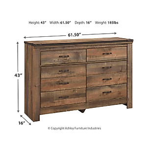 Signature Design by Ashley Trinell Rustic 6 Drawer Dresser with Safety Stop for Bedroom, Dark Brown