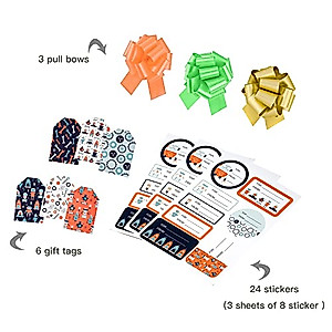 MAYPLUSS Wrapping Paper Sheet Set- Folded Flat - Pull Bows $ Gift Tags & Stickers - 6 Different Robot Design (45.2 sq. ft.ttl.) - 27.5 inch X 39.4 inch Per Sheet