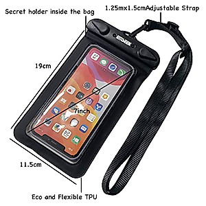 EMSEEK Waterproof Passport Holder 2pack Travel Wallet Waterproof Phone Case Pouch with Secret Holder for iPhone14 13 Pro Max Galaxy S 22 Key FoB Cash Credit Card ID GPS (Black+Pink)