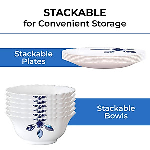 Borosil Gourmet Dinnerware Set For 6, 35 Pieces, White Dinner Plates and Bowls Sets, Chip Resistant Tempered Opal Glass, Stain Resistant, Dishwasher & Microwave Safe Dinner Set For Gifting, Serves 6