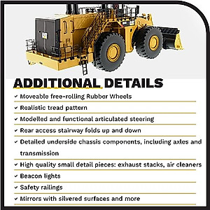 Diecast Masters 1:50 Caterpillar 994K Wheel Loader – Yellow Rock Bucket | High Line Series Cat Trucks & Construction Equipment | 1:50 Scale Model Diecast Collectible Model 85505