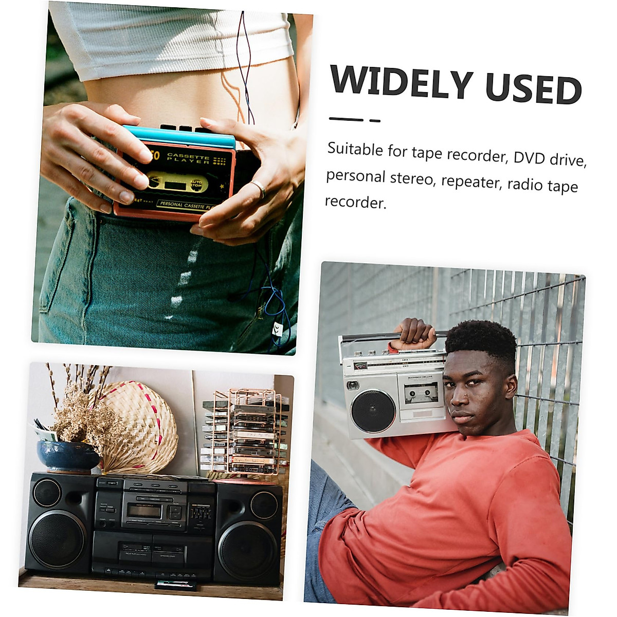 ibasenice 60pcs Cassette Belt Cassette Player Belts Replacement Cassette Belts 1mm Square Mixed 40-135mm