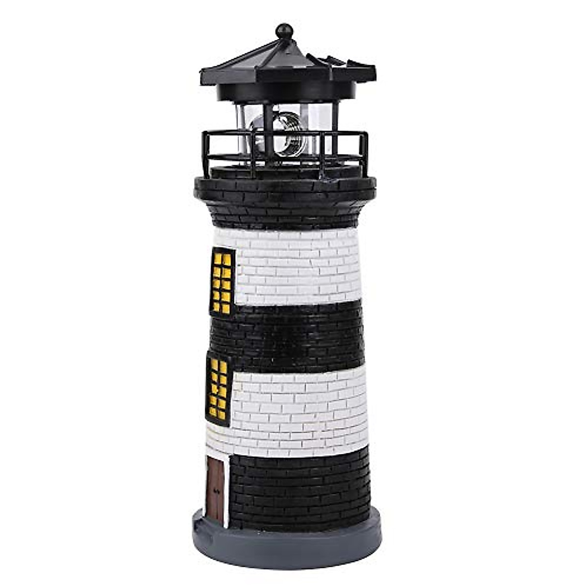 Naroote wosume Waterproof Easy to Install Automatic Rotating Light Rotating Lighthouse for Home(Black and White)