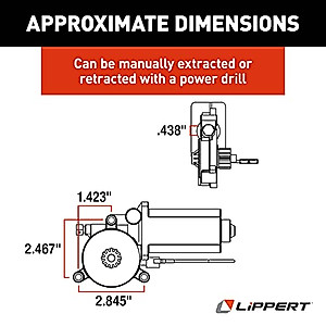 Solera Lippert Replacement Power Awning Motor with Dual Connectors, 12-Volt DC, 75-RPM, Fits Short, Flat or Pitched Awnings on 5th Wheel RVs, Travel Trailers, Motorhomes - 266149